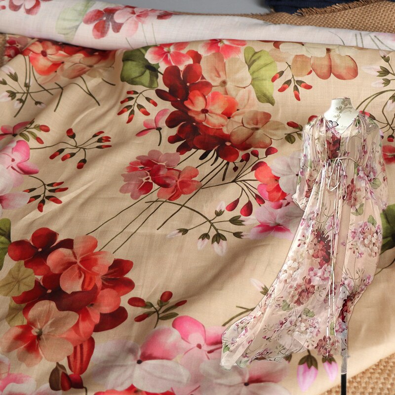 Natuurlijke Pure Ramee Stof Roze Bloem Print Patch... – Vicedeal