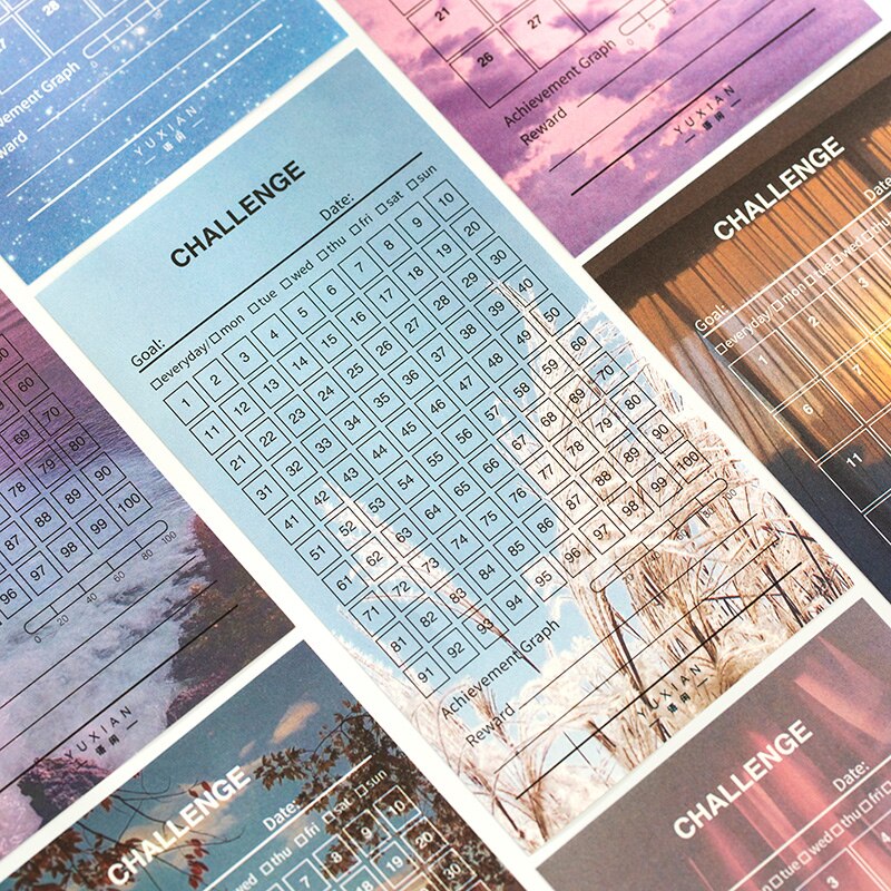 8 Sheets /Pack 30 100 Days Goal Tracker Challenge ... – Grandado
