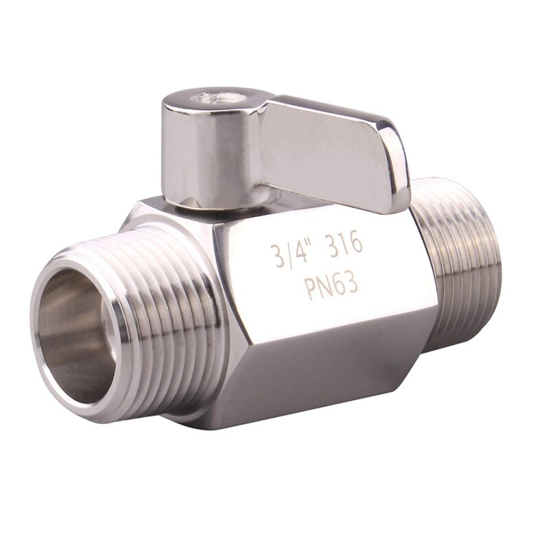 316 Stainless Steel Ball Valve 3/4 Inch NPT Thread Male Small Mini Ball ...