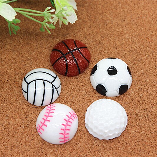 10pcs 24mm Mix Designs Cute Resin Sports Ball Flat... – Grandado
