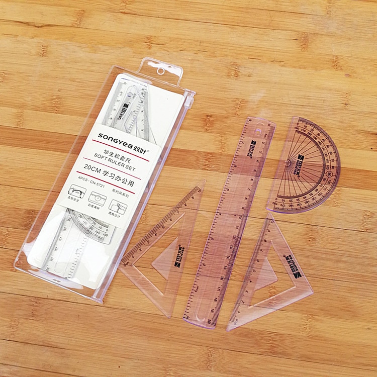 4 Pcs/Set Straight Ruler Protractor Students Math ... – Vicedeal