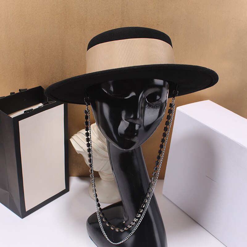 Stor svart hatt stor brätte fedorahatt ullfiltmöss... – Grandado