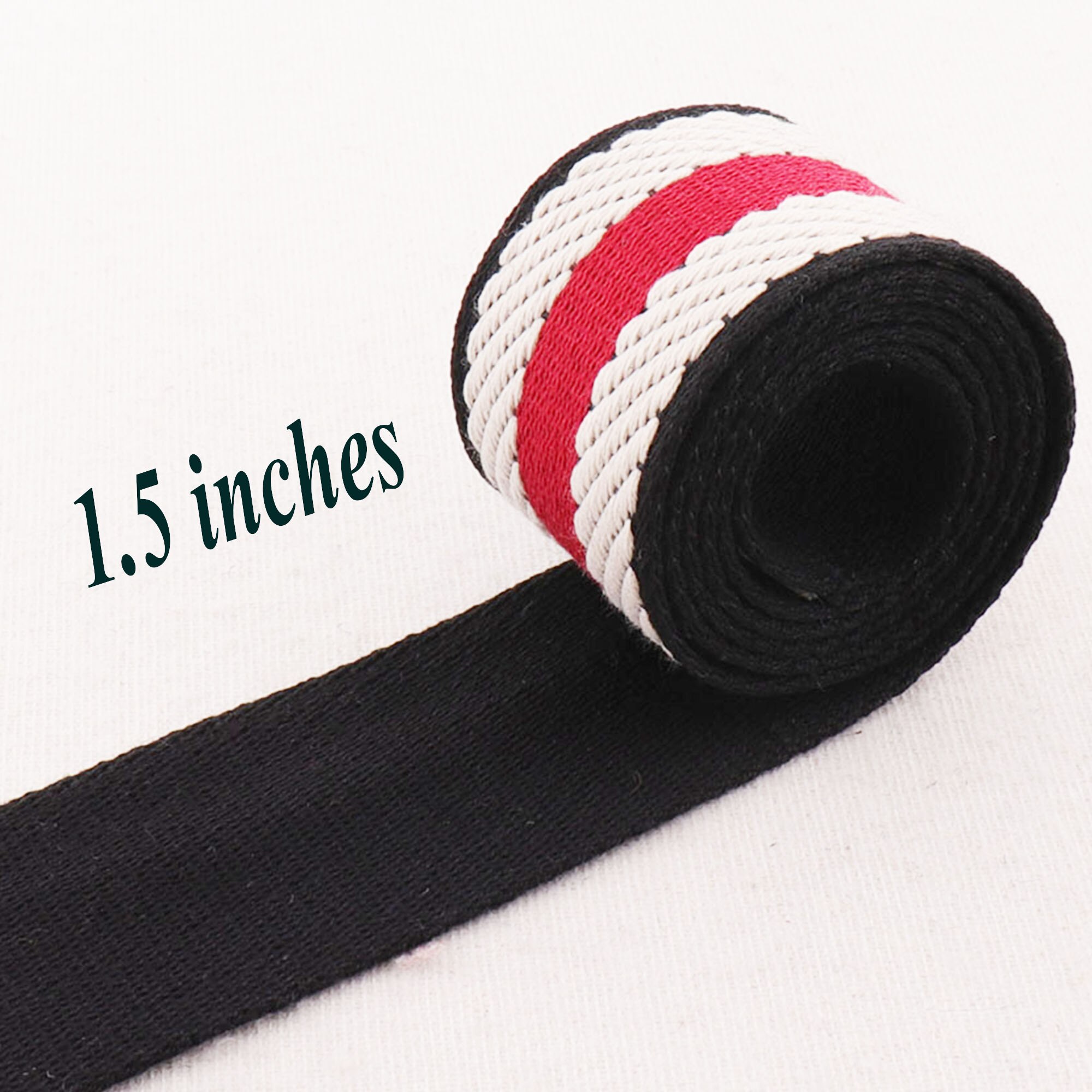 1 1/2 "(38 Mm) jacquard Singels Lint Wit Rood Gest... – Grandado