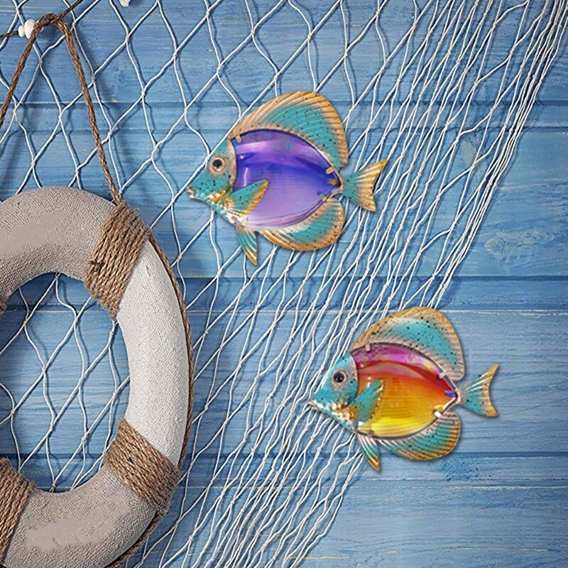 1 Set of 2 Metal Fish Wall Art for Home and Garden... – Grandado