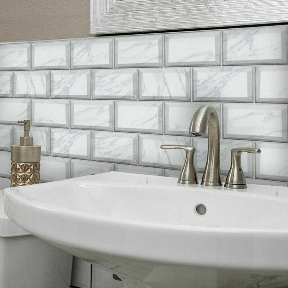 9pcs/set Wall Stickers White Marble Bricks Adhesiv... – Grandado
