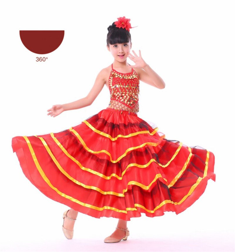 Spanish Flamenco Red Skirt Bullfight Dance Dress C... – Grandado