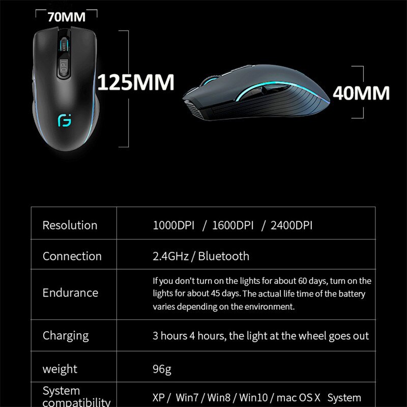 Rechargeable Computer Mouse X9 Dual Mode Bluetooth... – Grandado