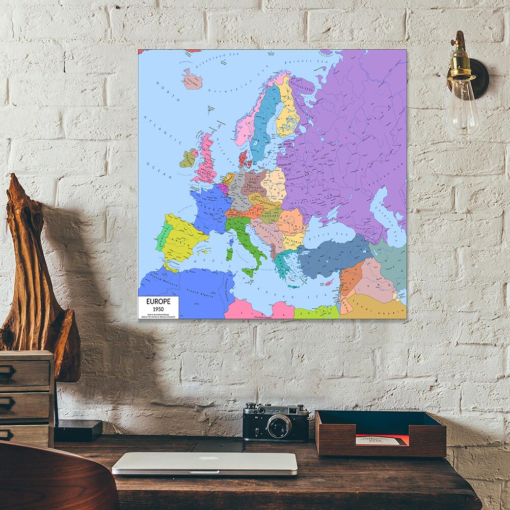 90*90 cm The Europe Retro Map In 1950 Wall Art Pos... – Vicedeal