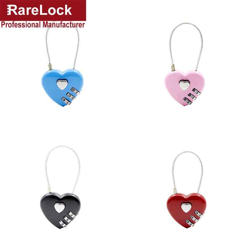 Heart Combination Padlock for Bag Cabinet Box 3 Co... – Grandado
