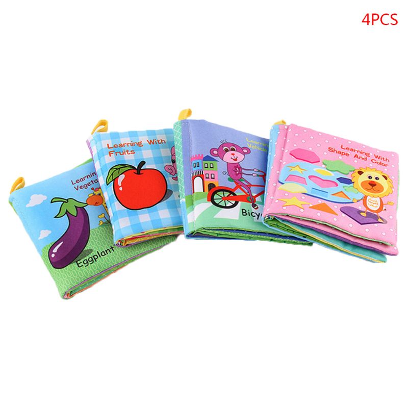 4 Pcs Baby Soft Cloth Books Set Non-Toxic Soft Clo... – Grandado