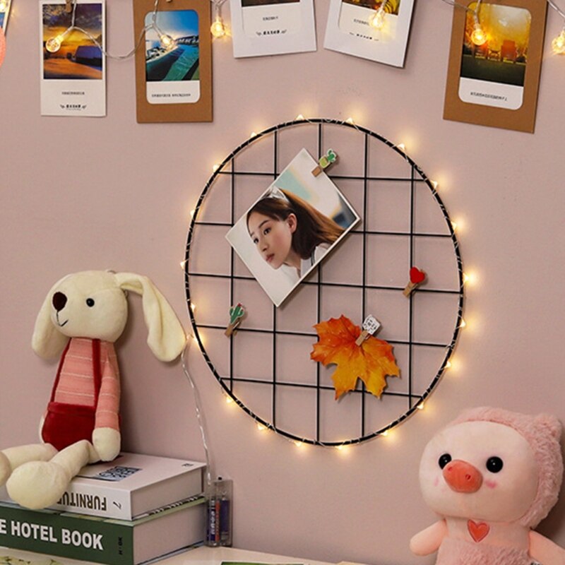 4pcs Round Mesh Grid Wall Photo Postcards Display ... – Grandado