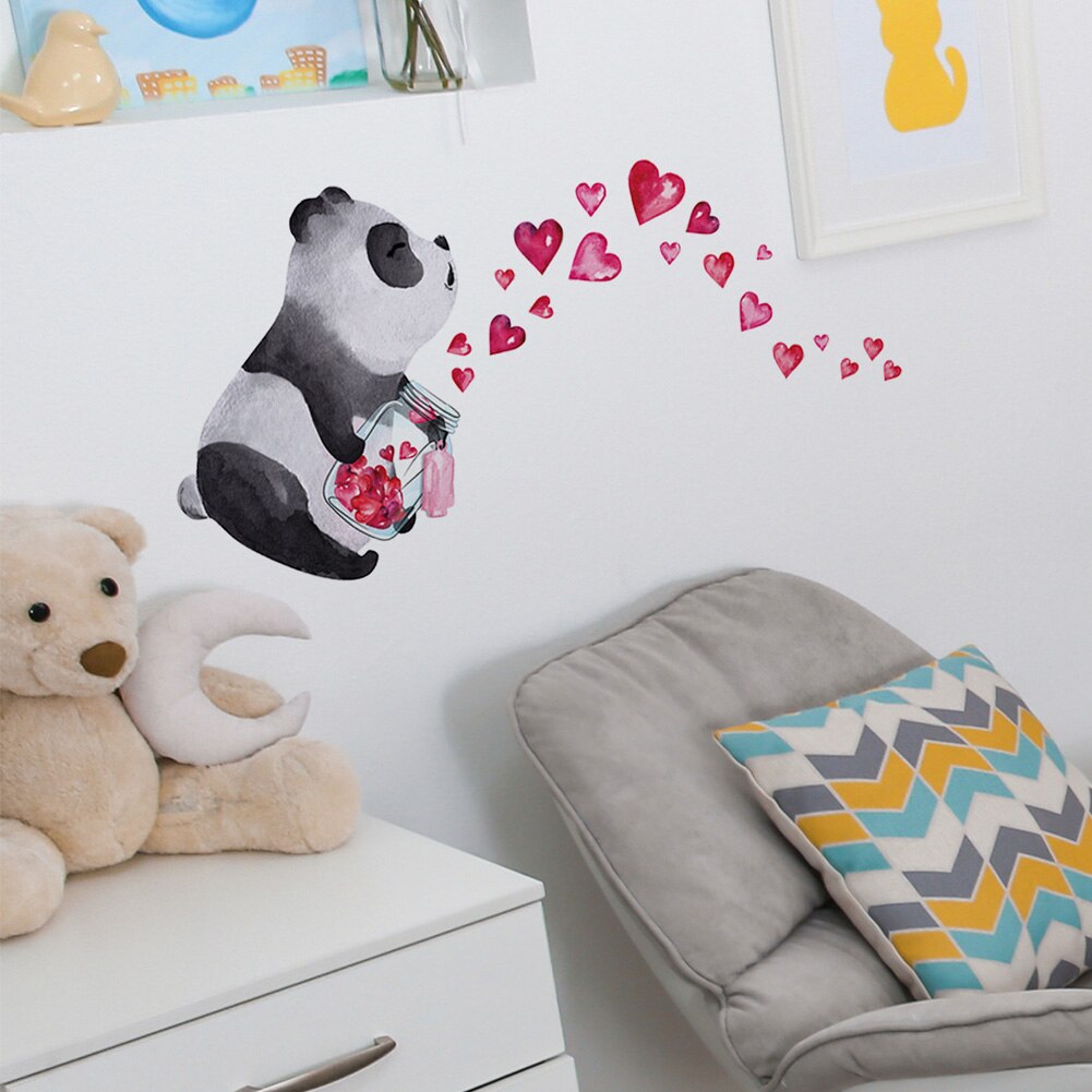 Cartoon Panda Baby Heart Wall Sticker Bedroom For ... – Grandado