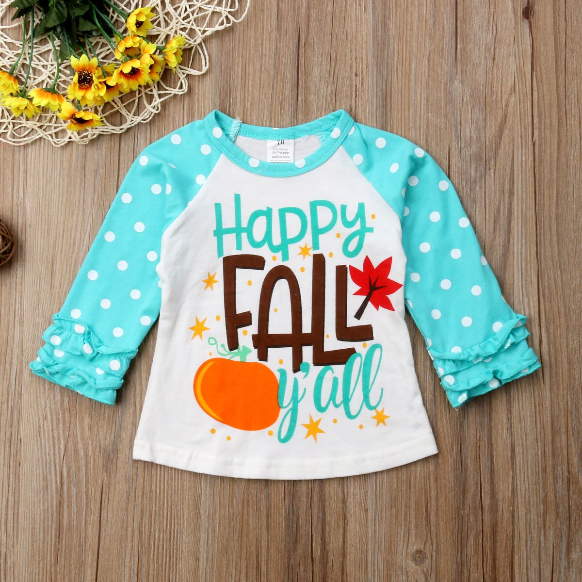 Toddler Baby Girl Happy Fall Pattern Long Sleeve R... – Grandado