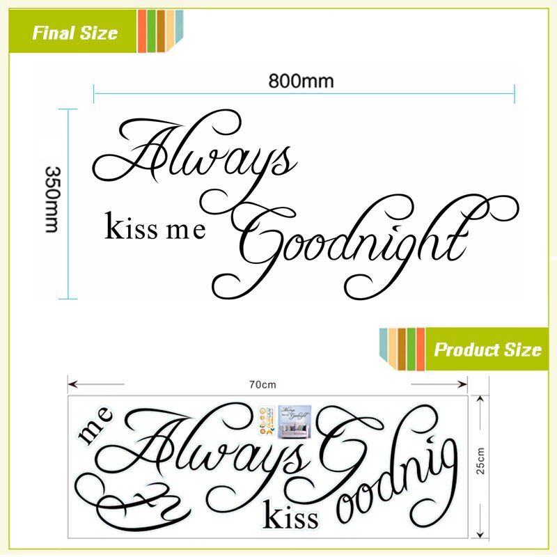 Always Kiss Me Goodnight Quotes Wall stickers For ... – Grandado