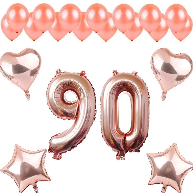 21pcs Rose Gold Number 10-90 Foil Balloons Star He... – Vicedeal