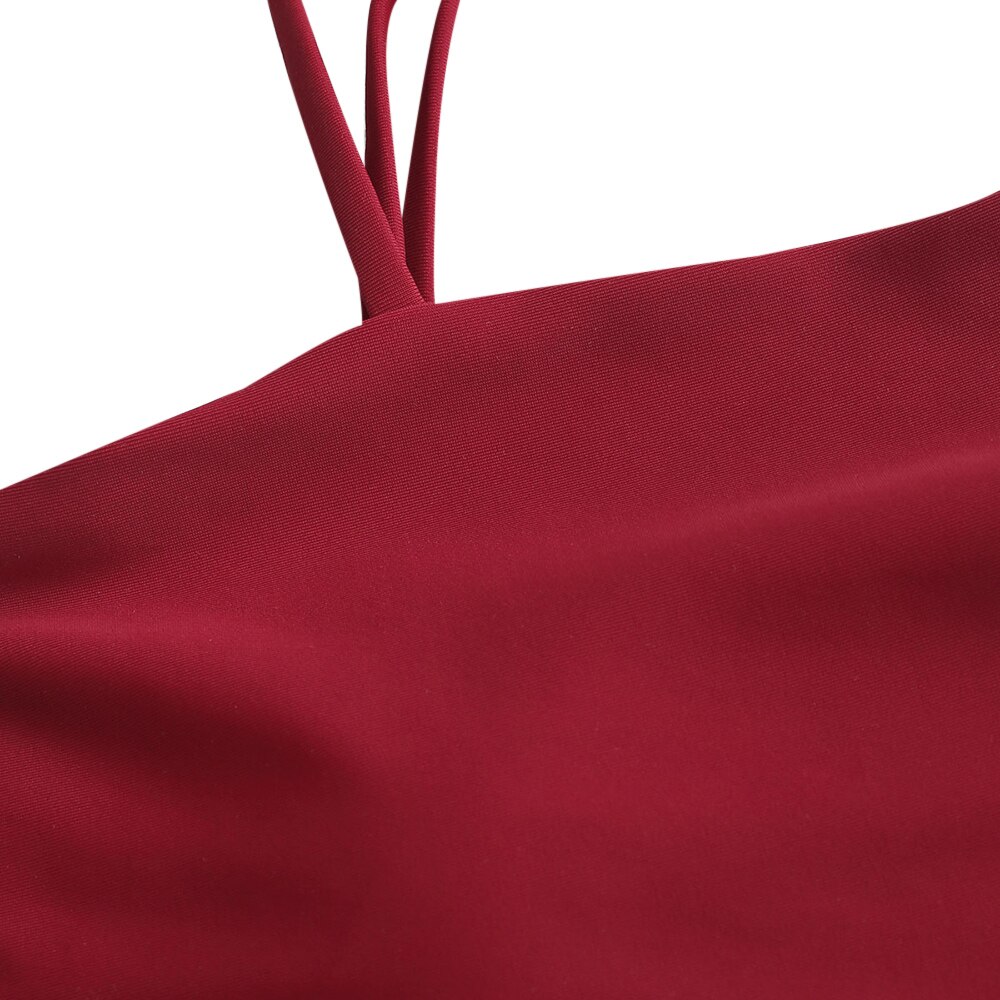 ZAFUL Red Wine Boning Side Plain Cami Bikini Top F... – Vicedeal