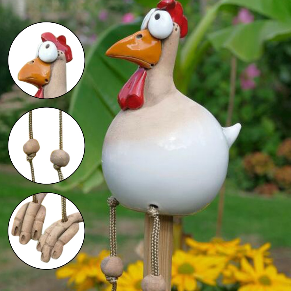 Yard Art Decor Ceramic Chicken Garden Hen Rooster ... – Grandado