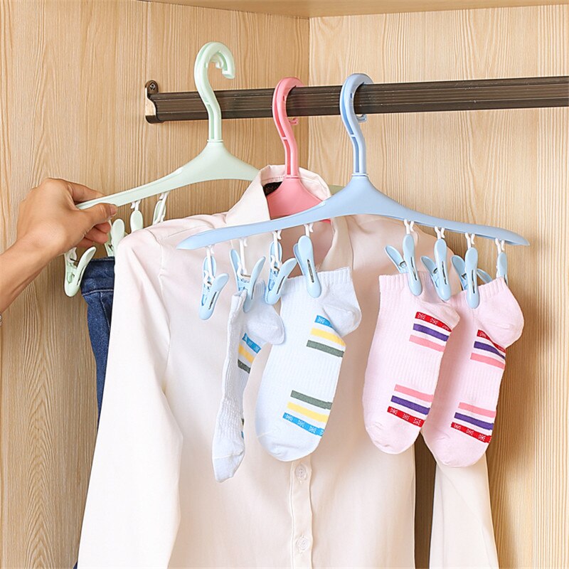 Plastic Clothing Laundry Hanger 8 Clips For Socks ... – Grandado