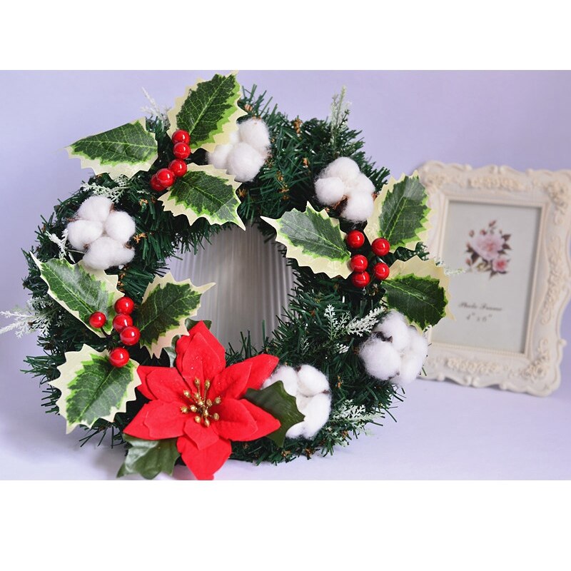 12 inch Country Christmas Wreath with Cotton, Red ... – Grandado