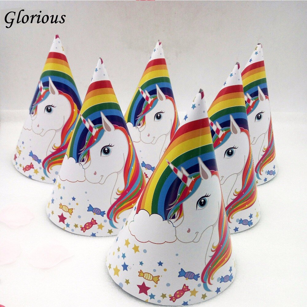 6pcs Unicorn Theme Party Paper Caps Hats For Kids ... – Grandado