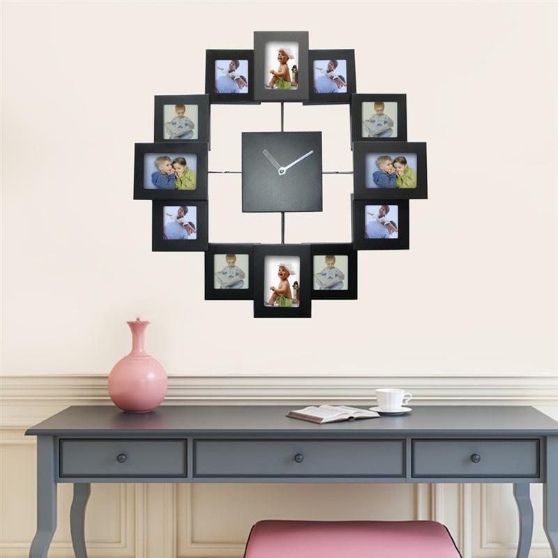 14 Inch Photo Frame Clock Metal Photo Frame Wall C... – Vicedeal