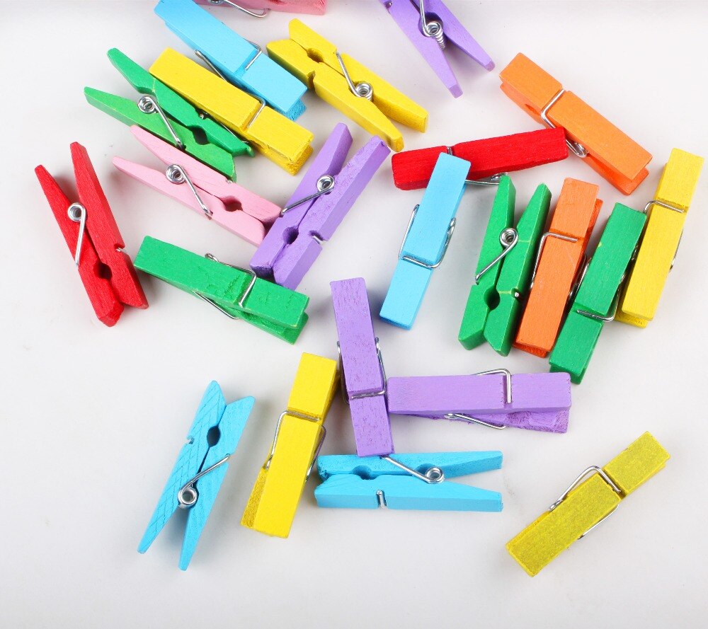 Gemengde kleur Mini Houten Kleding Fotopapier Peg ... – Grandado