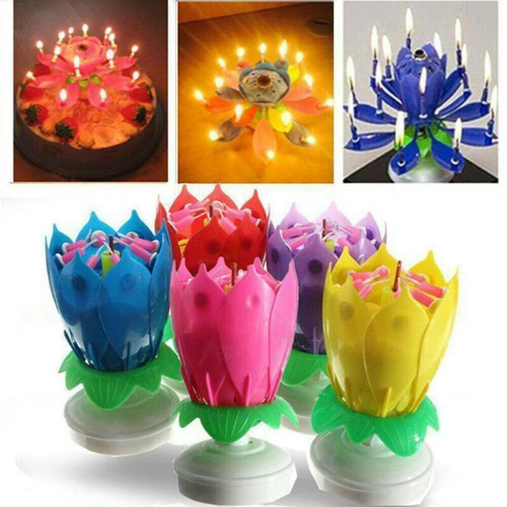 Magic Cake Birthday Lotus Flower Candle Blossom Mu... – Vicedeal