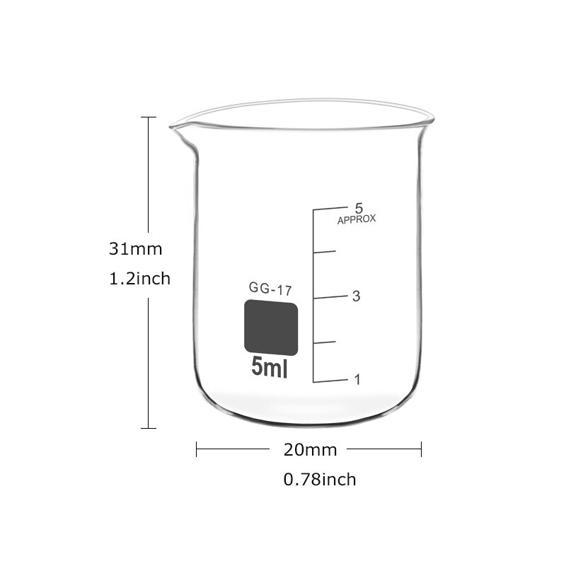 5Pcs Capacity 5ml Low Form Beaker Measuring Glass ... – Grandado