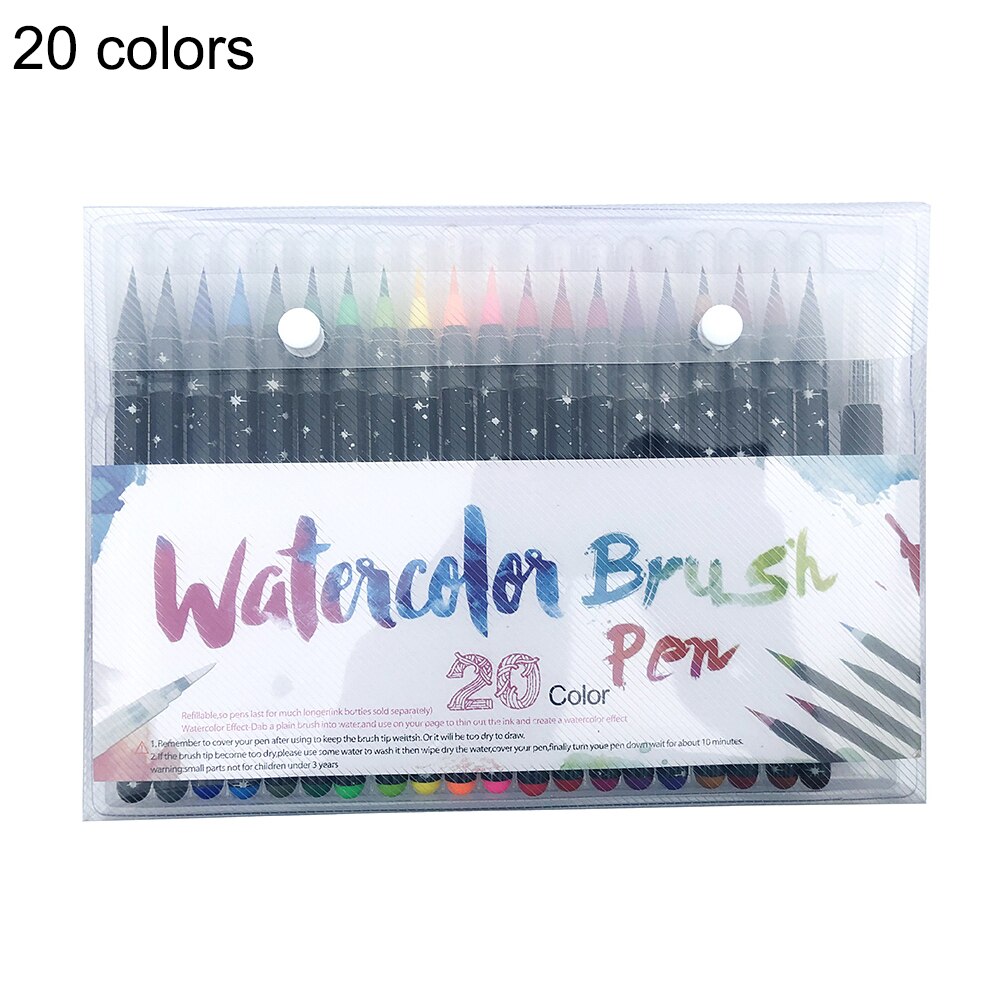20 Colors Watercolor Brush Pen Set Soft Tip Color ... – Grandado