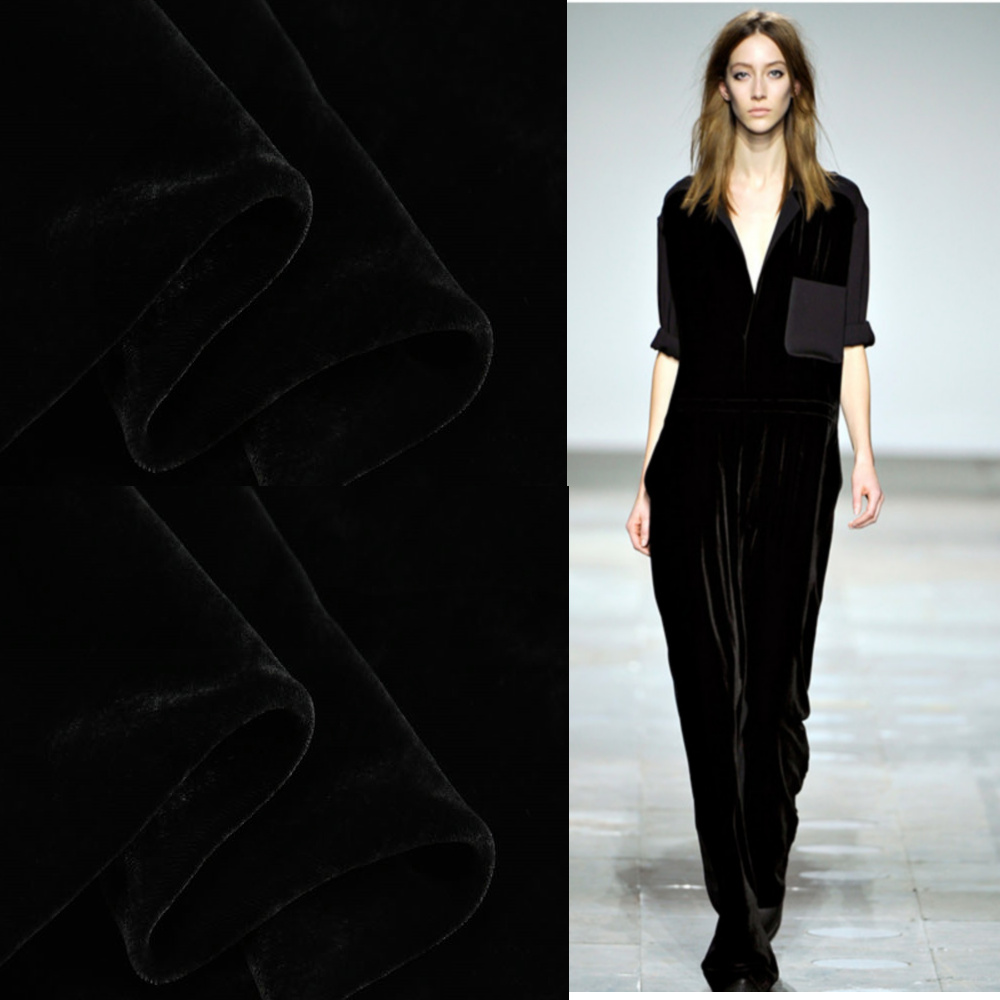 Black Silk Velvet Fabric 108cm/ 140cm width wide s... – Grandado