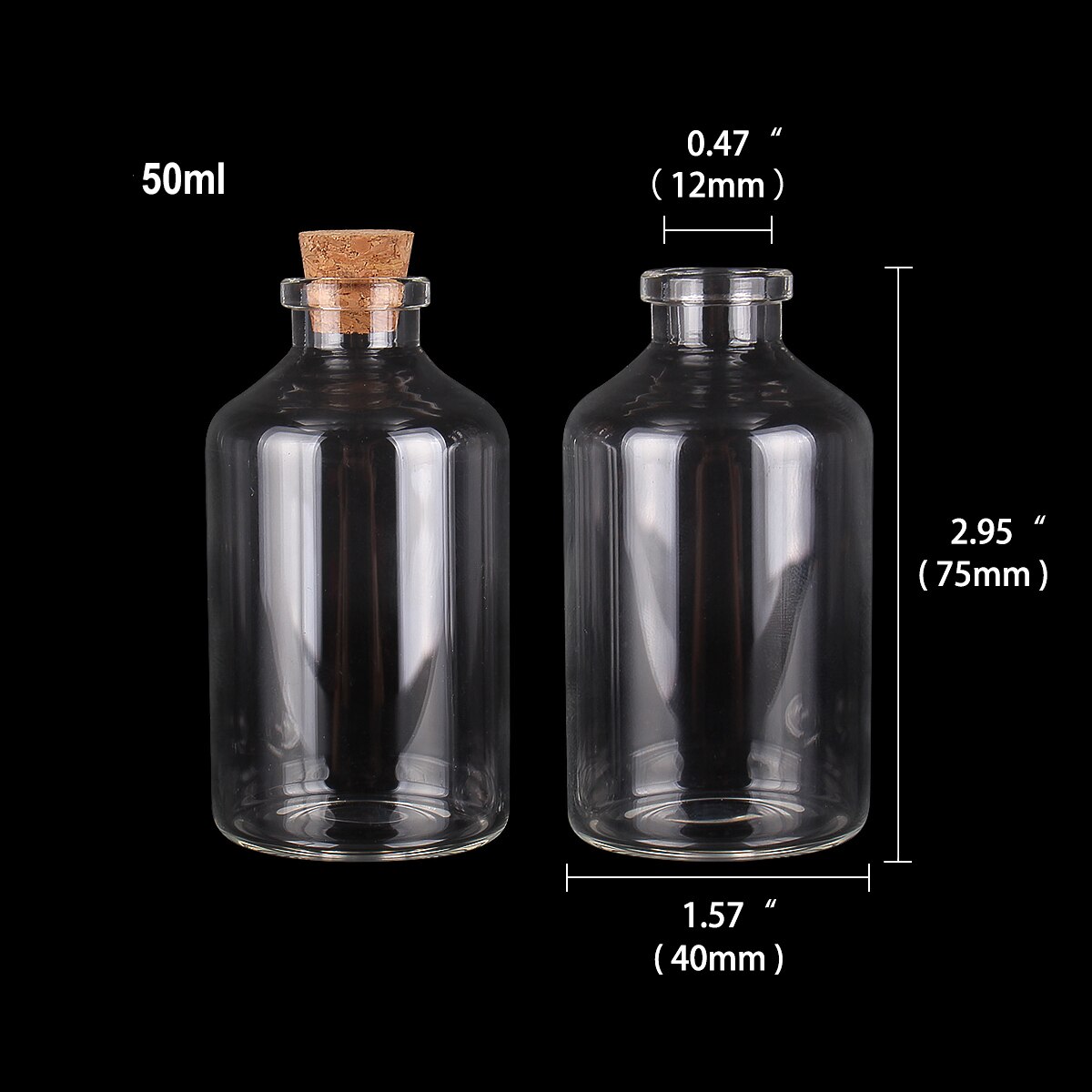 6pcs 50ml/70ml/120ml Glass Transparent Jars with C... – Grandado