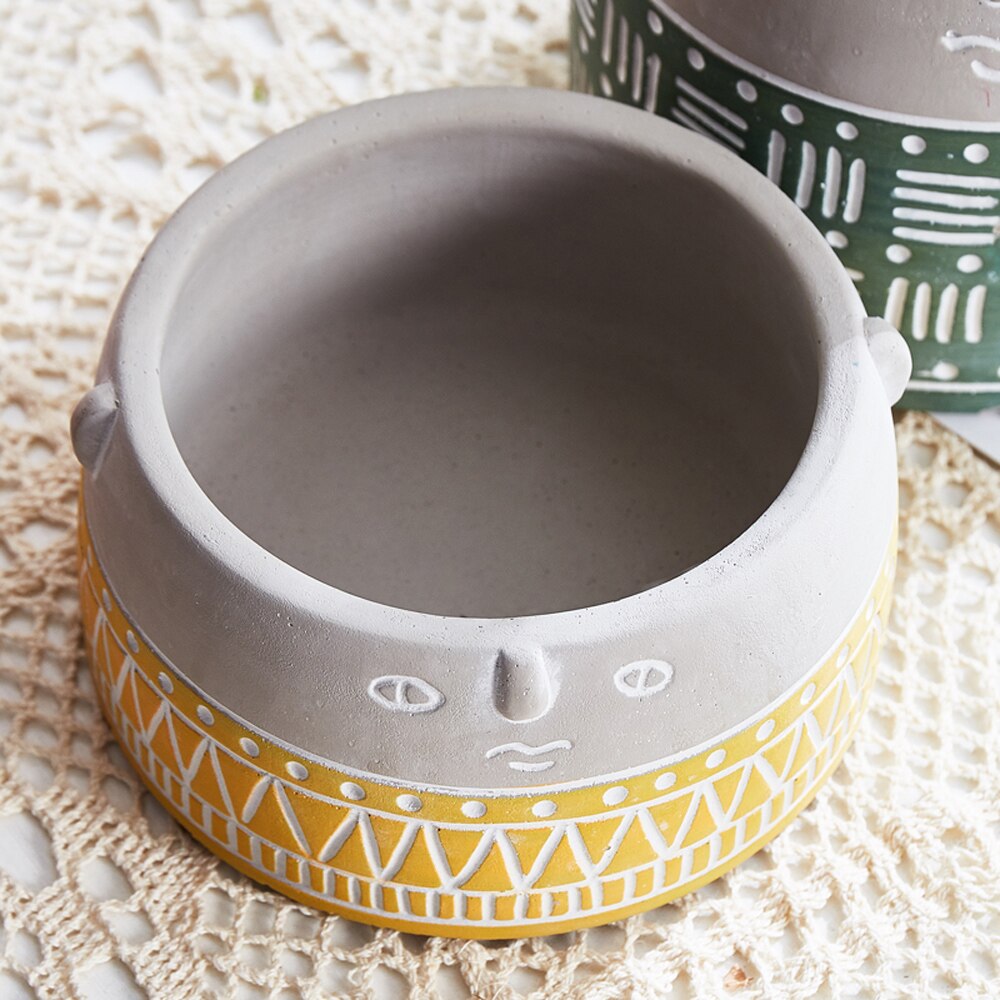 Face Color Flower Pot Home Garden Mini Bonsai Cact... – Grandado