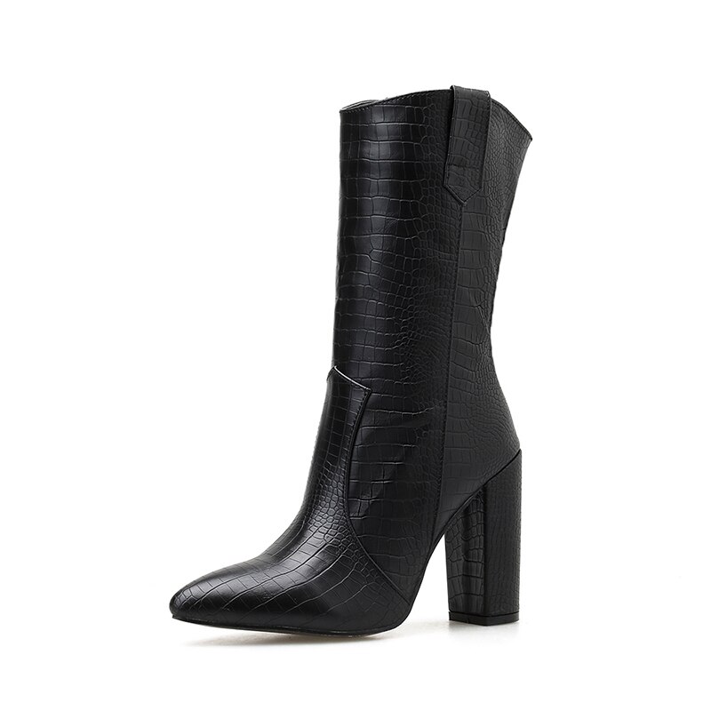 Botas puntiagudas de media caña para mujer, calzad... – Grandado
