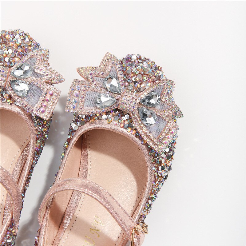 Girls high heel party shoes kids pink rhinestone s... – Grandado