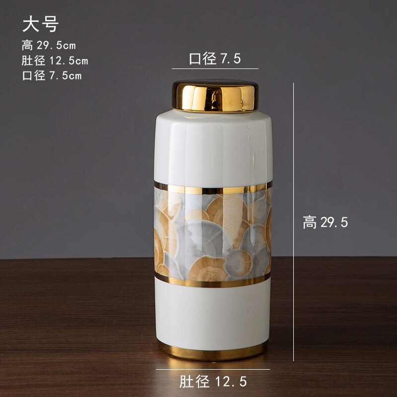 Painted Ceramic Vases Storage Jar with Lid Golden ... – Grandado