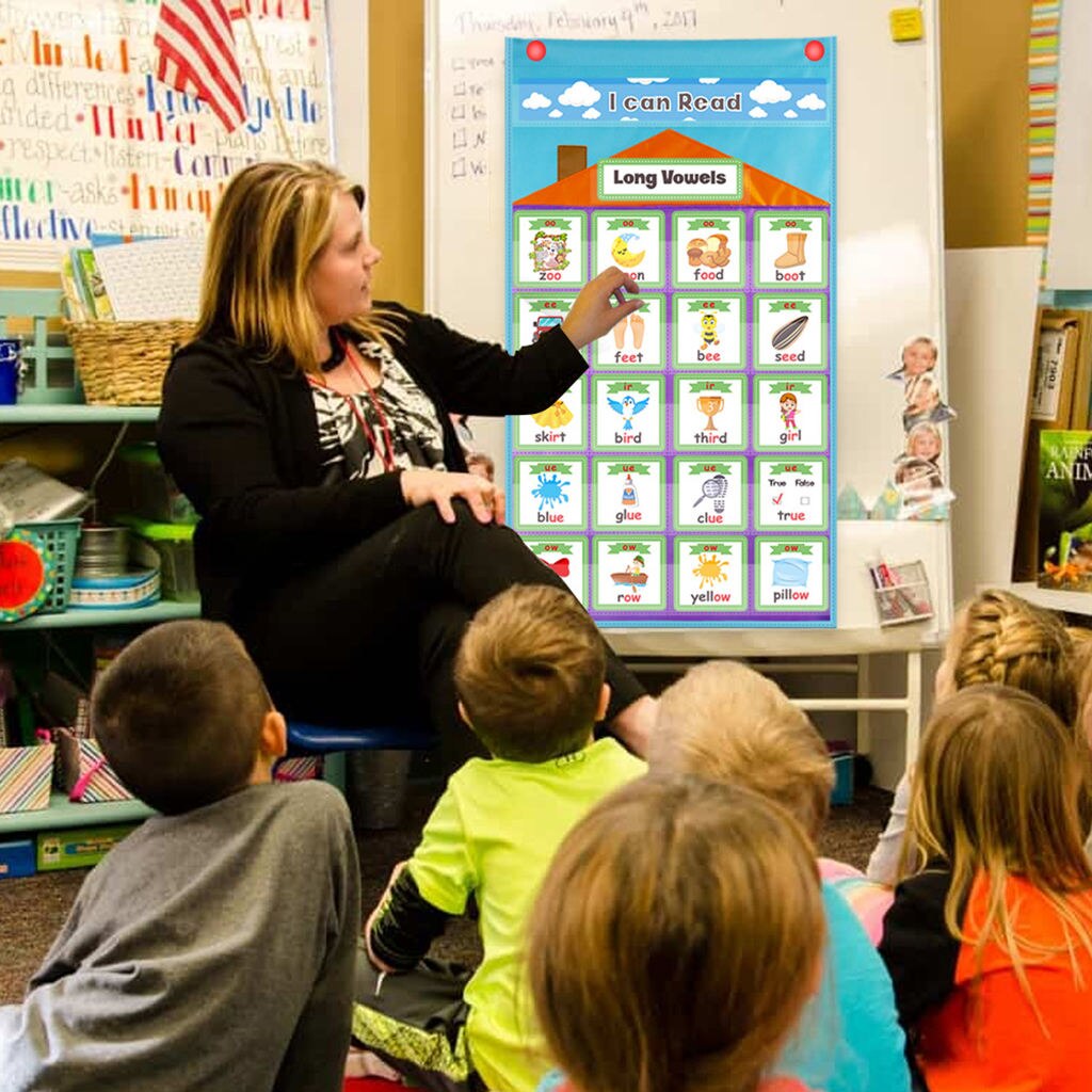 Pocket Chart with 154 Cards Purple Wall Hanging Sh... – Vicedeal