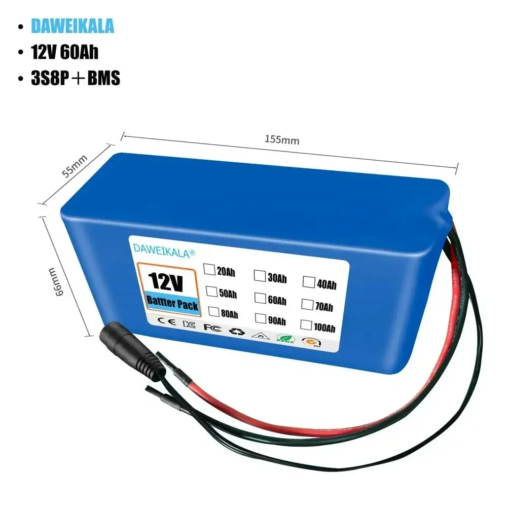 12v x 60ah litiumjonbatterier, - 3 s, 12p x 18650... – Grandado
