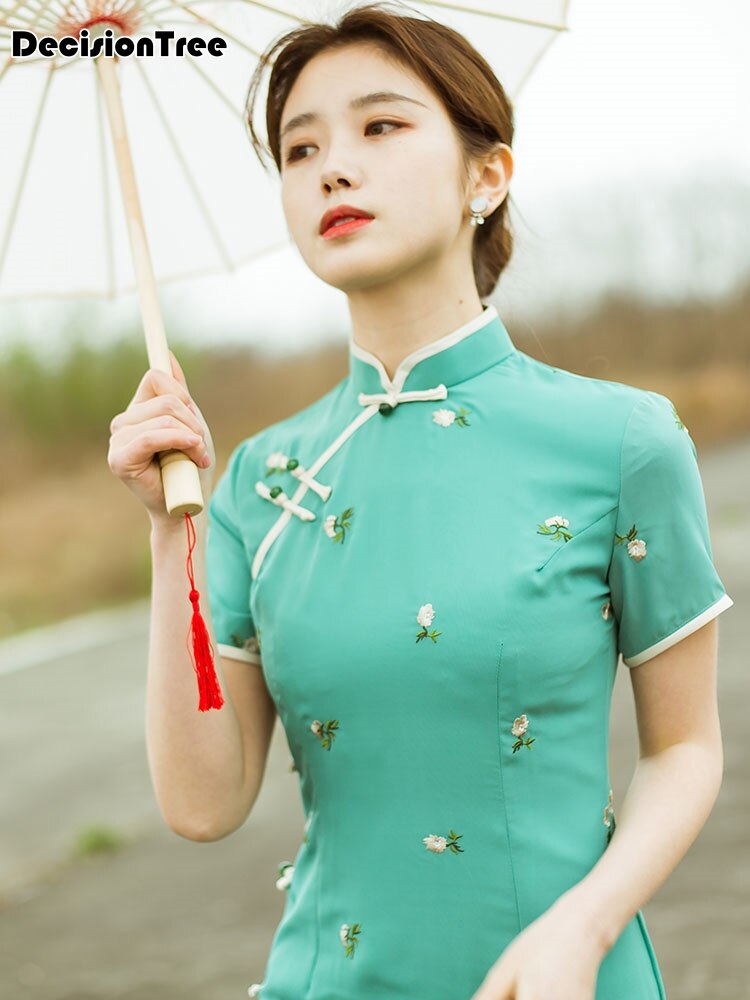 cheongsam ao dai vietnam style lady dress retro ma... – Vicedeal