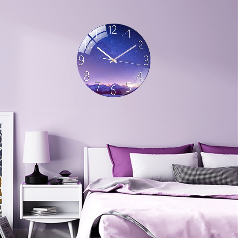 30cm Purple Romantic Wall Clock Bedroom Decor Glas... – Vicedeal