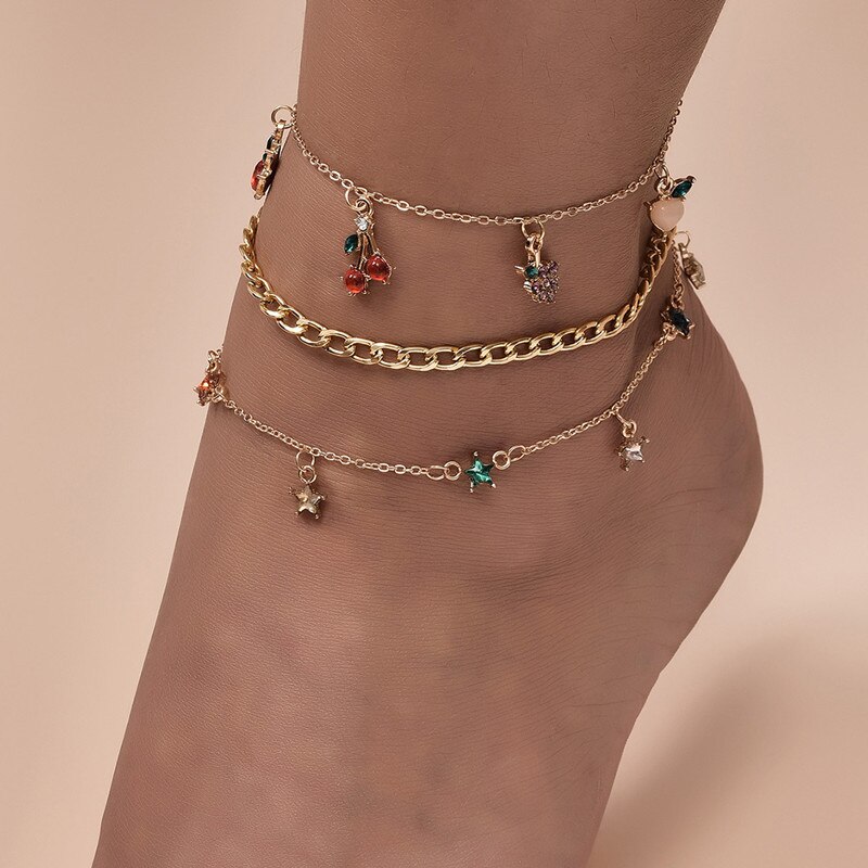 Zoete Vrouwen Fruit Enkelbanden Set Crystal Apple ... – Grandado