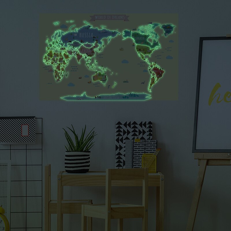 Luminous World Maps for Wall Removable Adhesive Wa... – Grandado