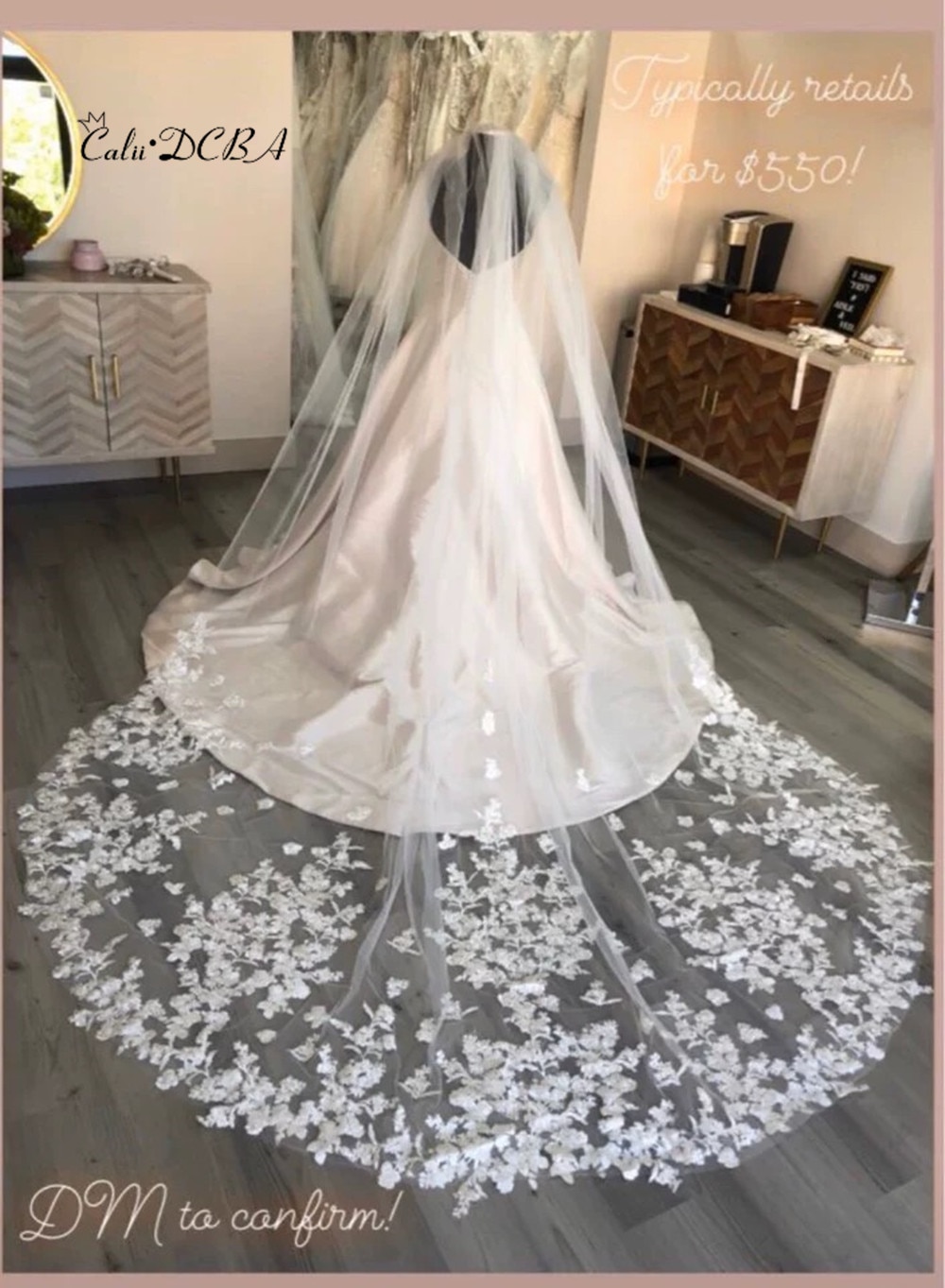 White/Ivory Wedding Bridal Veils Long Lace Edge Fl... – Vicedeal