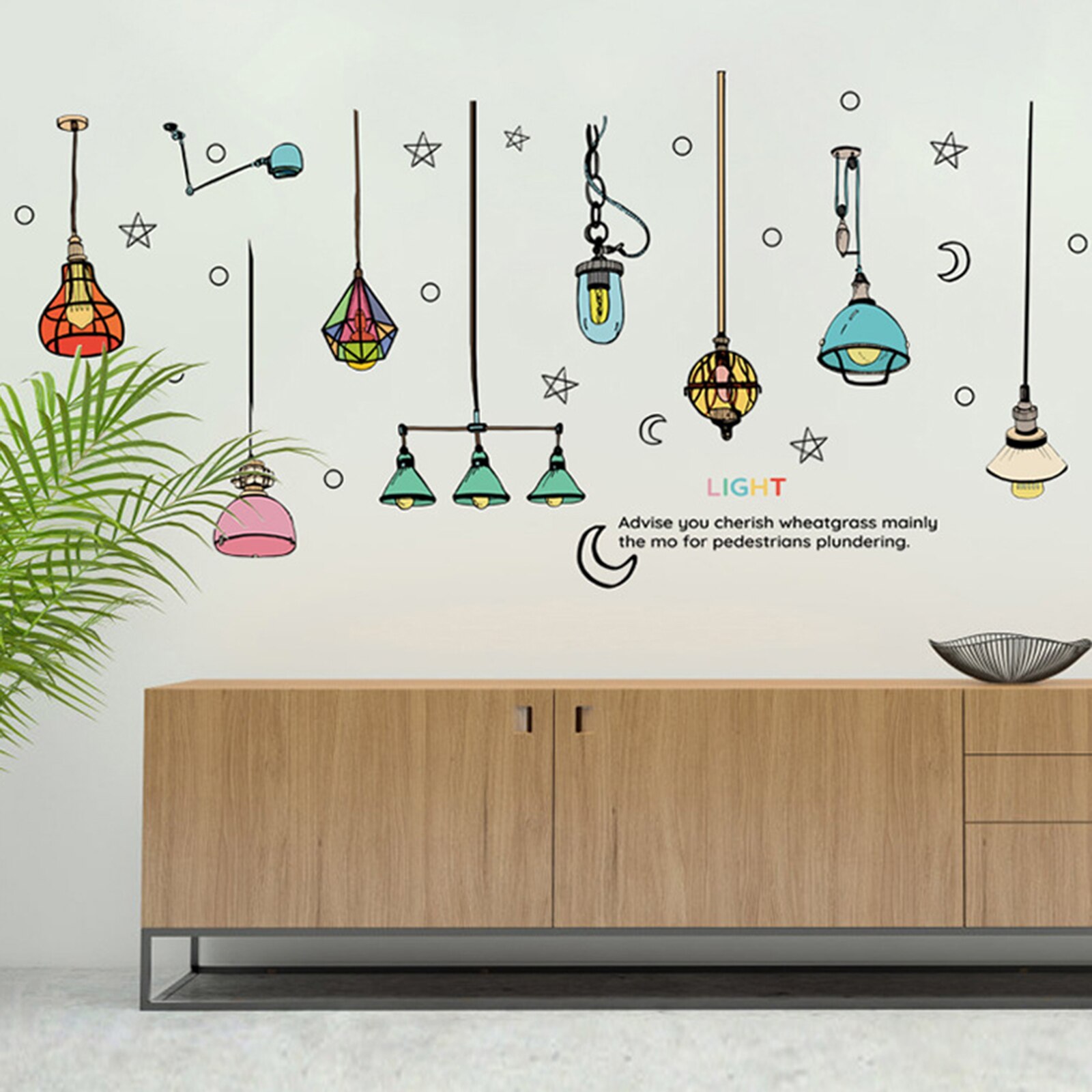 Wall Decals Colorful Ceiling Lights Printed Wall S... – Grandado