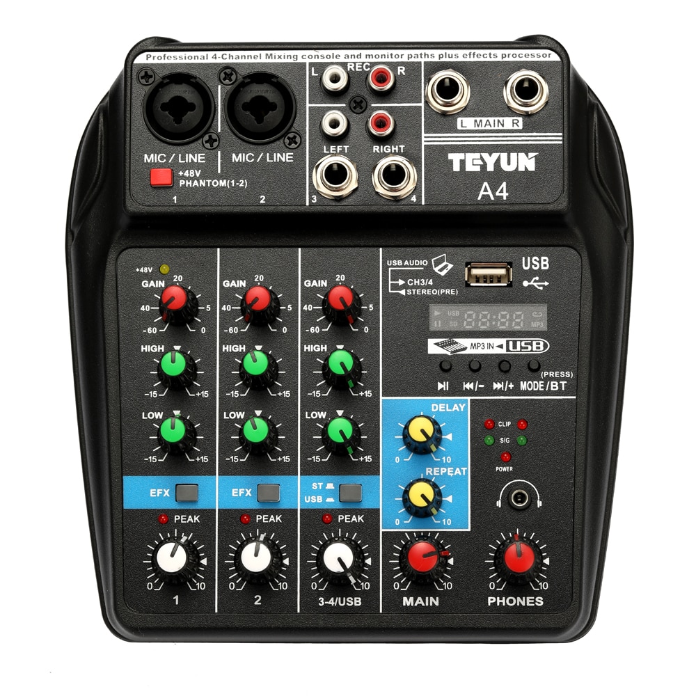 TU04 BT 4 Channels Sound Mixing Console Record 48V... – Vicedeal
