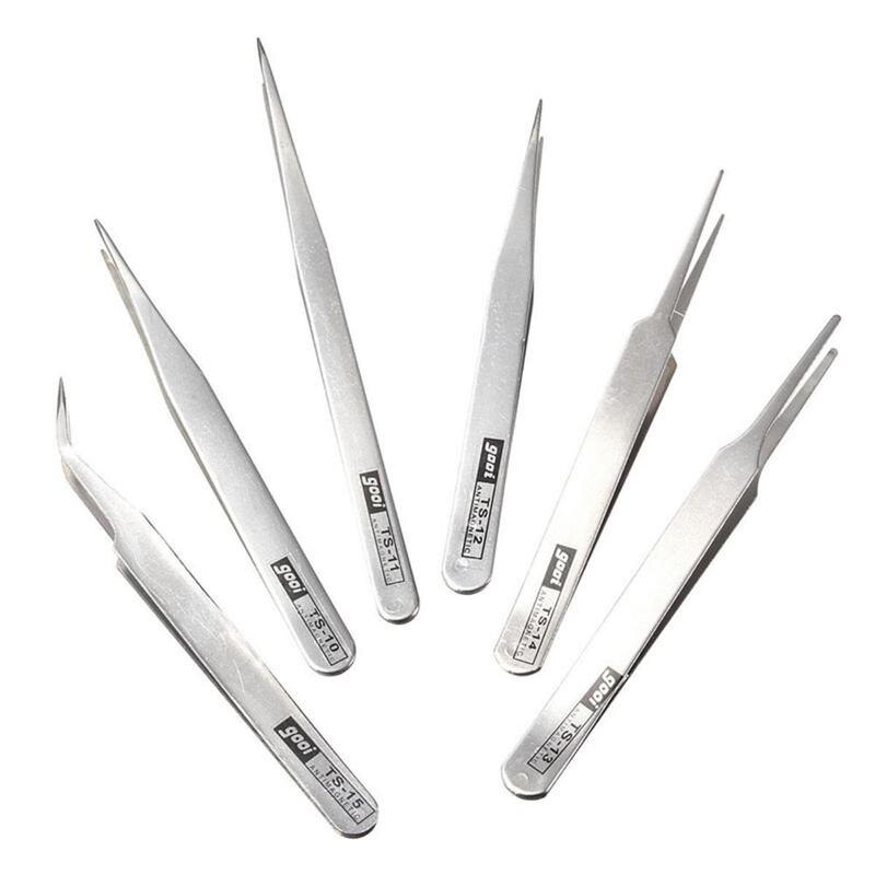 6pcs Pro Anti-Static Stainless Steel Tweezers Set ... – Grandado