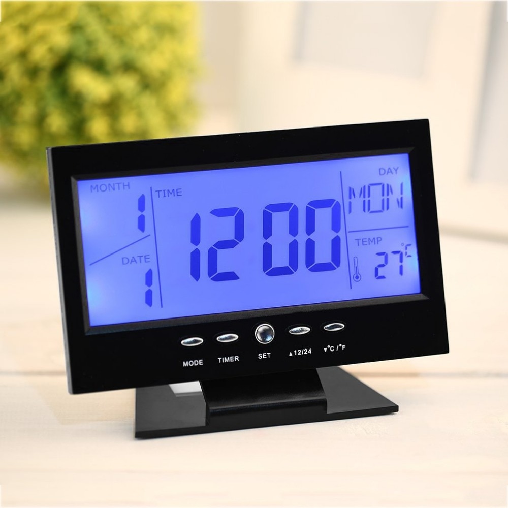 Voice Control Back-light LCD Alarm Clock Weather M... – Grandado