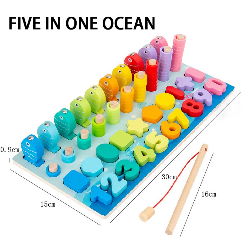 Wooden Puzzles Shape Sorter Board Counting Stackin... – Vicedeal