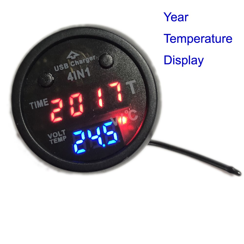 4 in 1 12V 24V Watch Thermometer 2.1A Dual USB LED... – Grandado