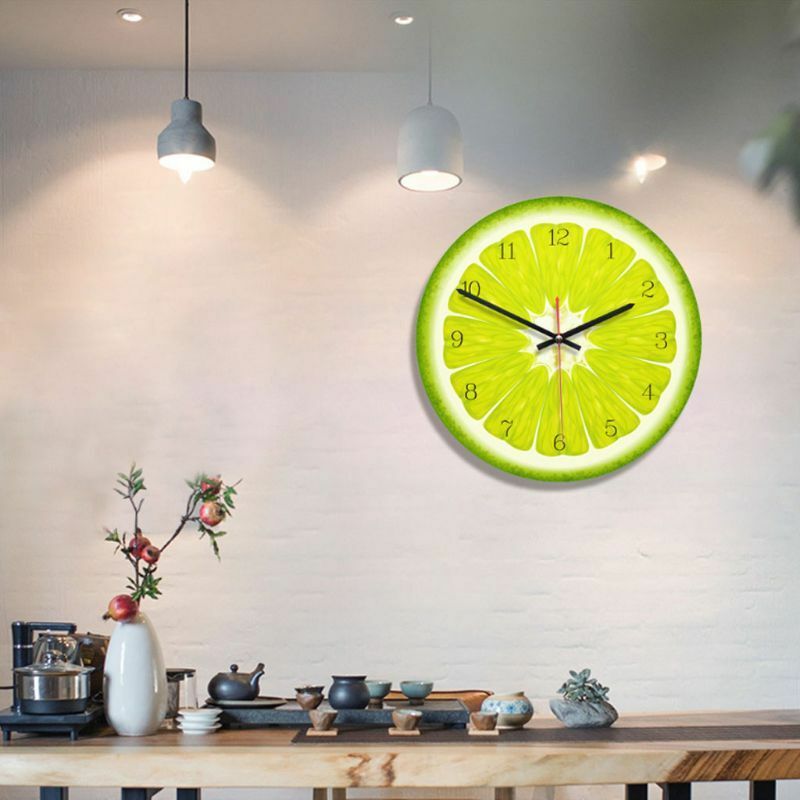 Fruit Wall Clock Lime Modern Kitchen Lemon Clock W... – Grandado