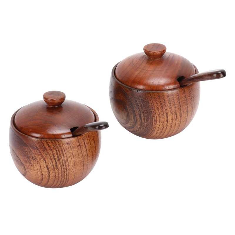 2Pcs Japanese Kitchen Seasoning Jar Retro Wooden C... – Vicedeal